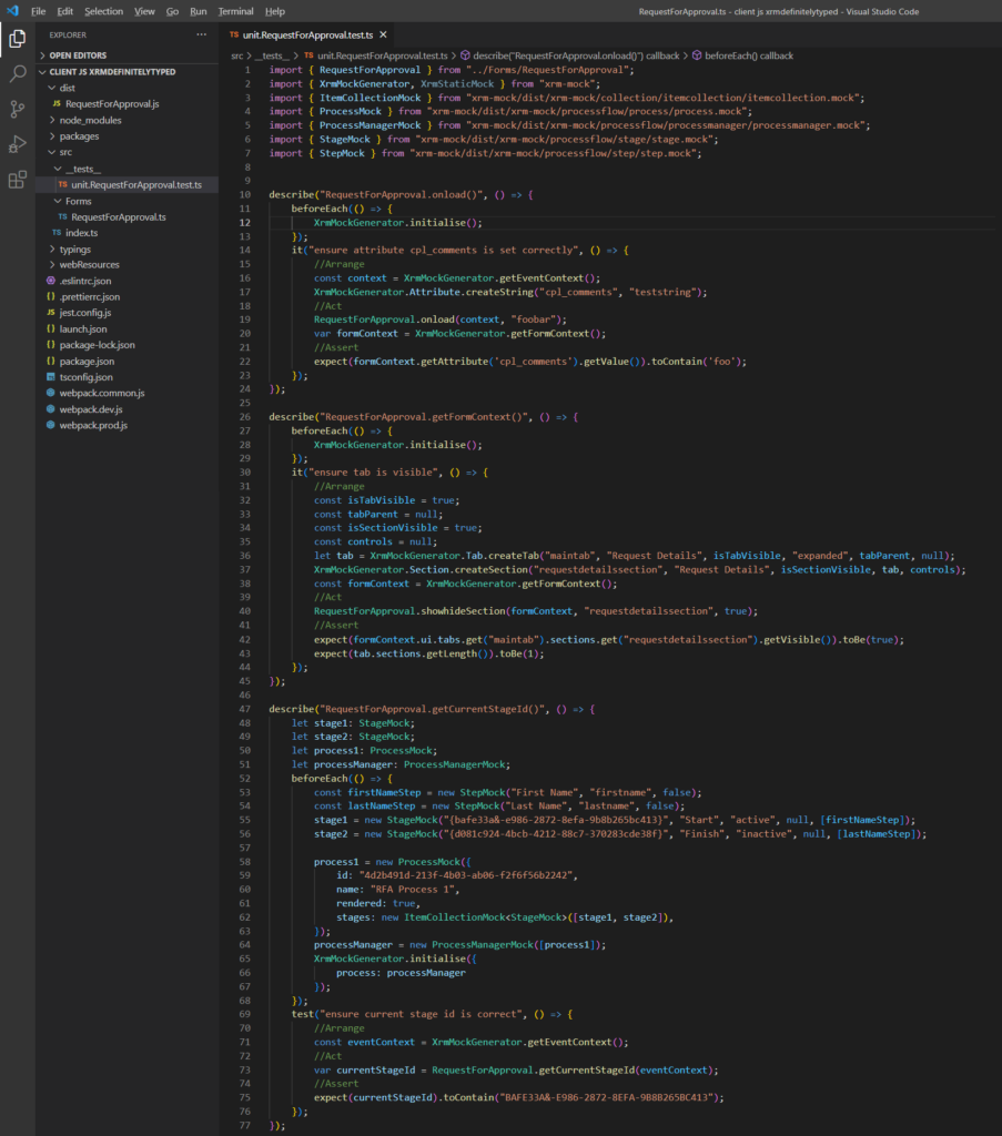 Unit testing with xrm-mock in Visual Studio Code - Dustin Miner